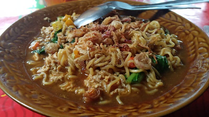A Plate of Delicious Instant Noodles Stock Image - Image of food ...