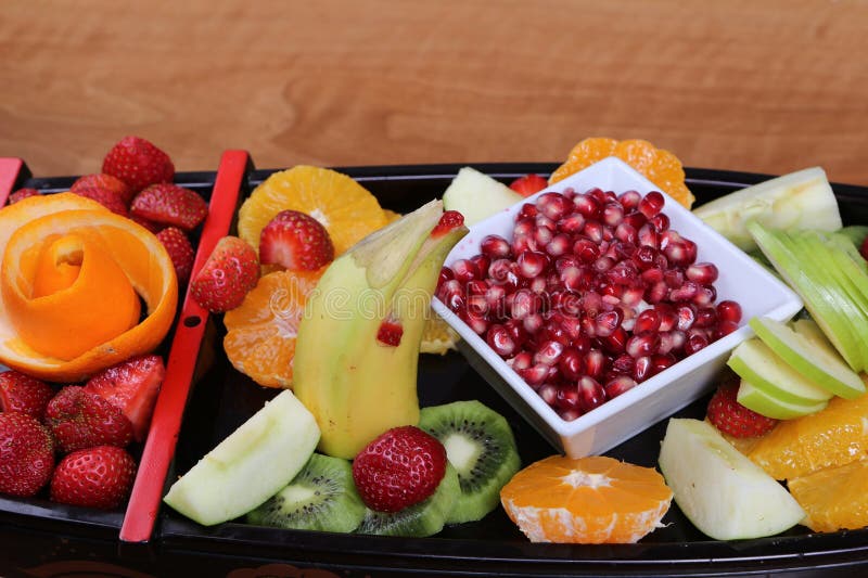 Delicious Mixed Fruits and Sliced Fruits Stock Photo - Image of citrus ...