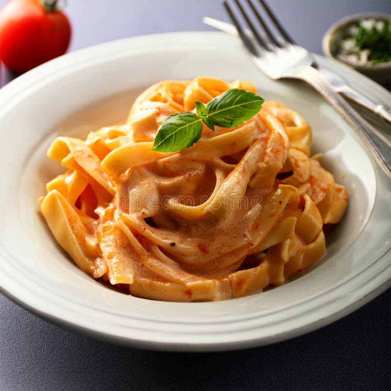 Plate with Delicious Pasta on Table in Kitchen Stock Illustration ...