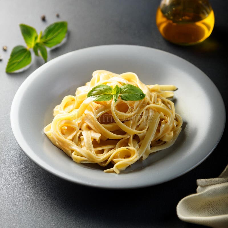 Plate with Delicious Pasta on Table in Kitchen Stock Illustration ...