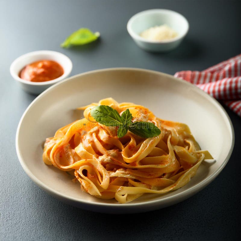 Plate with Delicious Pasta on Table in Kitchen Stock Illustration ...