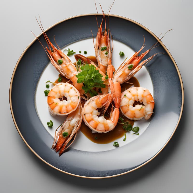 A plate of delicious prawn stock photo. Image of meat - 324907912