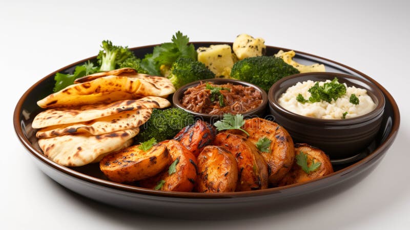 A Plate of Deshi Food in a Plate Isolated on White Stock Photo - Image ...