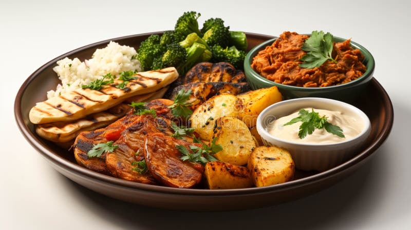 A Plate of Deshi Food in a Plate Isolated on White Stock Photo - Image ...