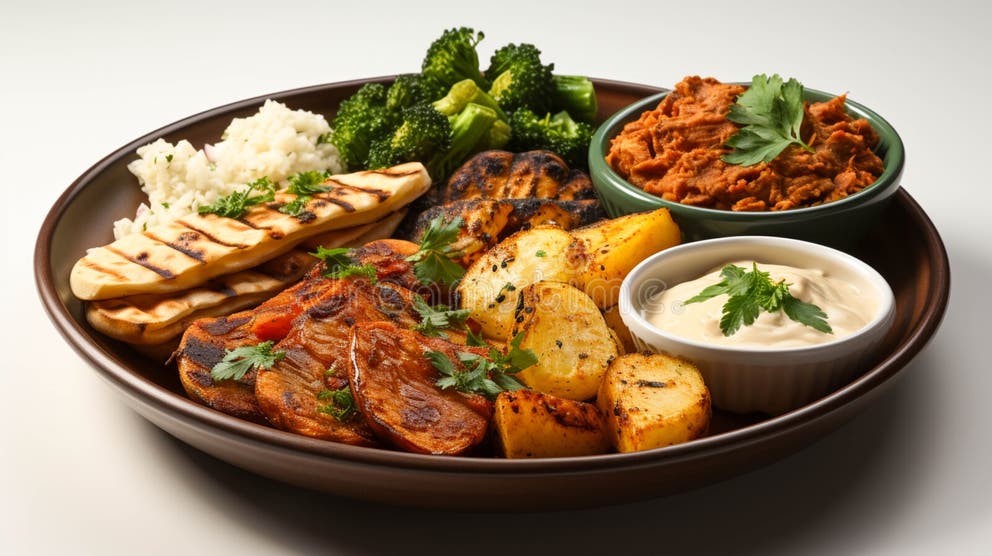 A Plate of Deshi Food in a Plate Isolated on White Stock Photo - Image ...