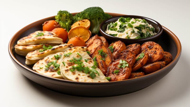 A Plate of Deshi Food in a Plate Isolated on White Stock Photo - Image ...