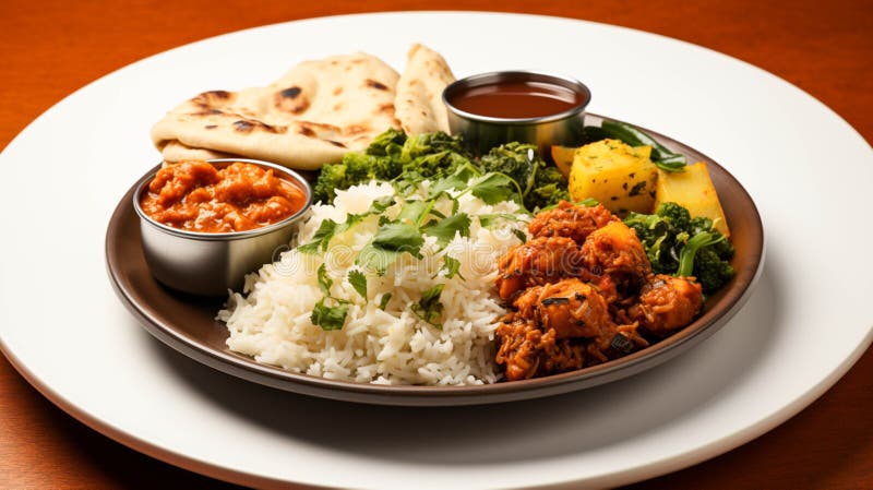 A Plate of Deshi Food in a Plate Isolated on White Stock Photo - Image ...
