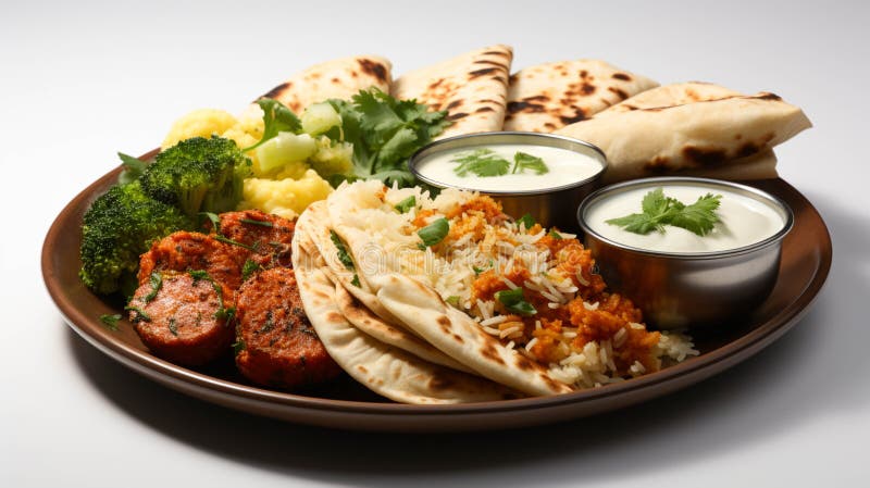 A Plate of Deshi Food in a Plate Isolated on White Stock Image - Image ...