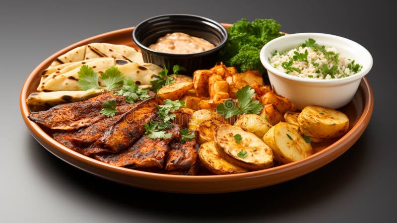 A Plate of Deshi Food in a Plate Isolated on White Stock Illustration ...
