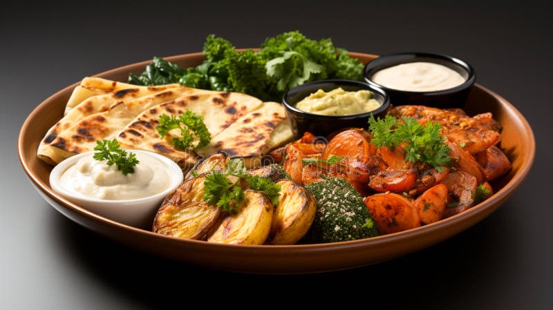 A Plate of Deshi Food in a Plate Isolated on White Stock Illustration ...