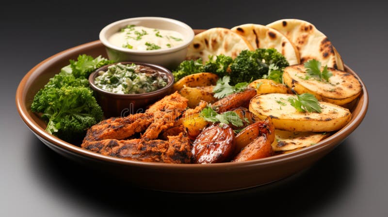 A Plate of Deshi Food in a Plate Isolated on White Stock Illustration ...