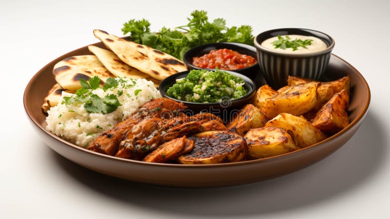 A Plate of Deshi Food in a Plate Isolated on White Stock Image - Image ...