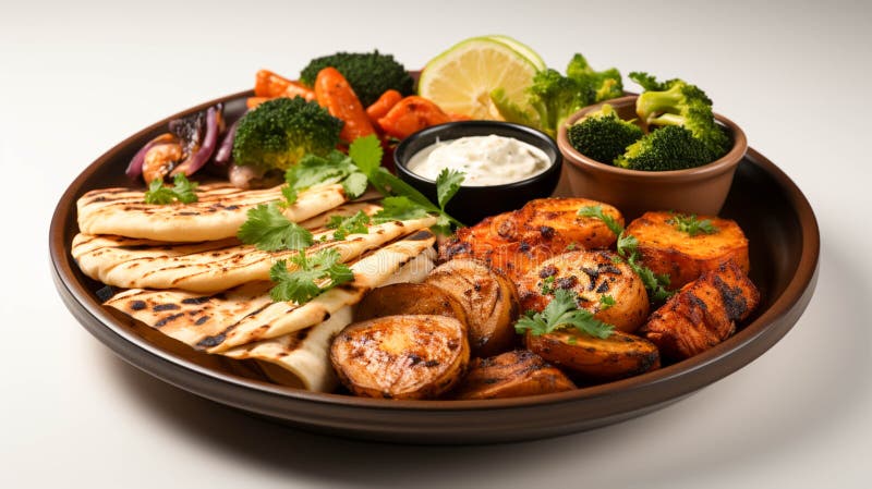 A Plate of Deshi Food in a Plate Isolated on White Stock Image - Image ...