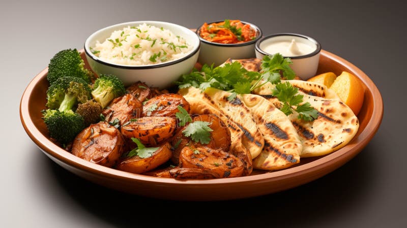 A Plate of Deshi Food in a Plate Isolated on White Stock Photo - Image ...