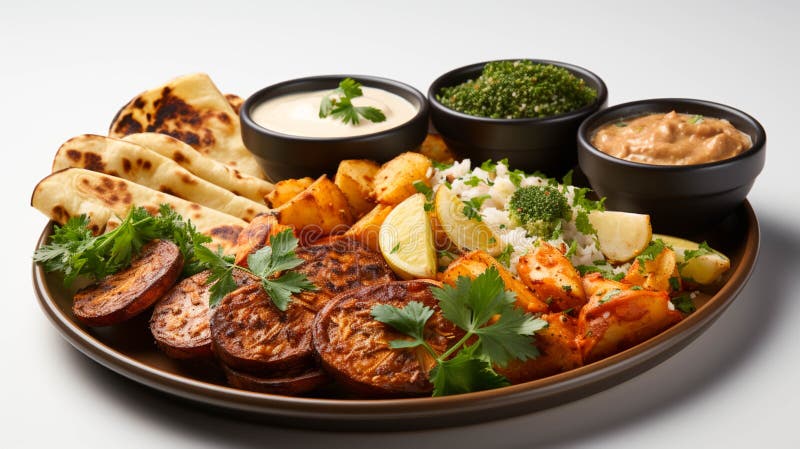 A Plate of Deshi Food in a Plate Isolated on White Stock Photo - Image ...