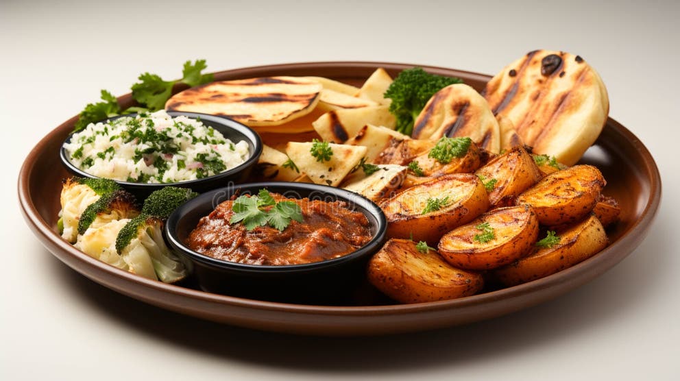 A Plate of Deshi Food in a Plate Isolated on White Stock Image - Image ...