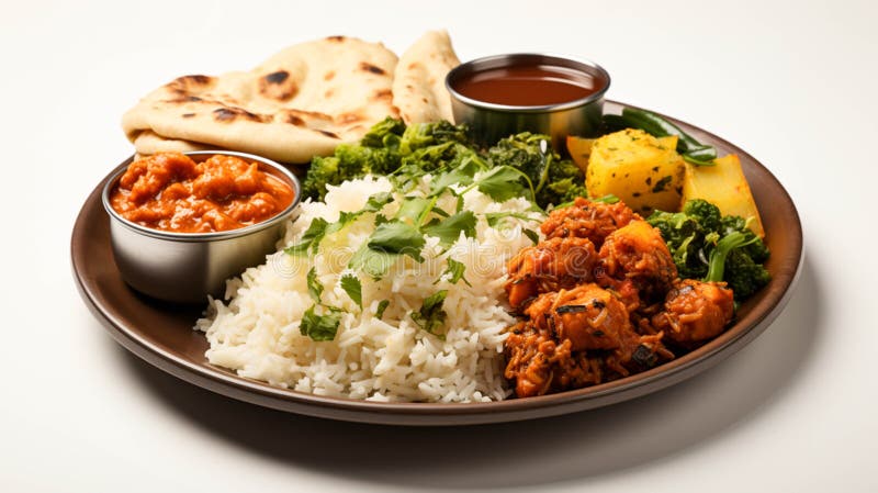 A Plate of Deshi Food in a Plate Isolated on White Stock Photo - Image ...