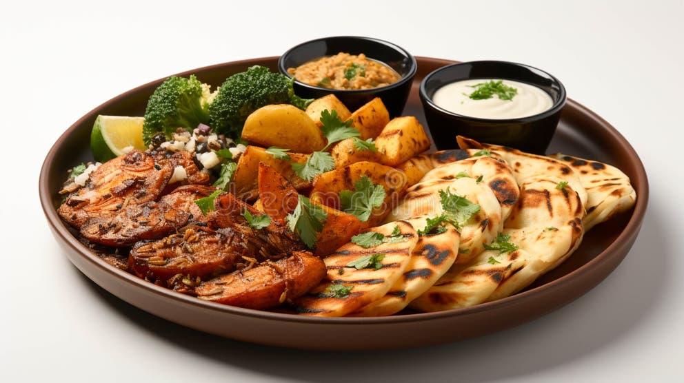 A Plate of Deshi Food in a Plate Isolated on White Stock Image - Image ...