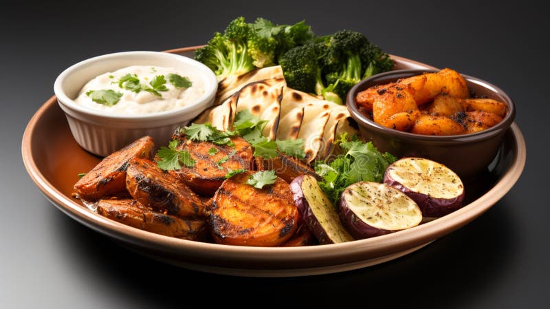 A Plate of Deshi Food in a Plate Isolated on White Stock Illustration ...