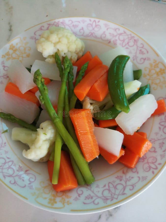 Plate of Different Boiled Vegetable Stock Photo - Image of boiled ...