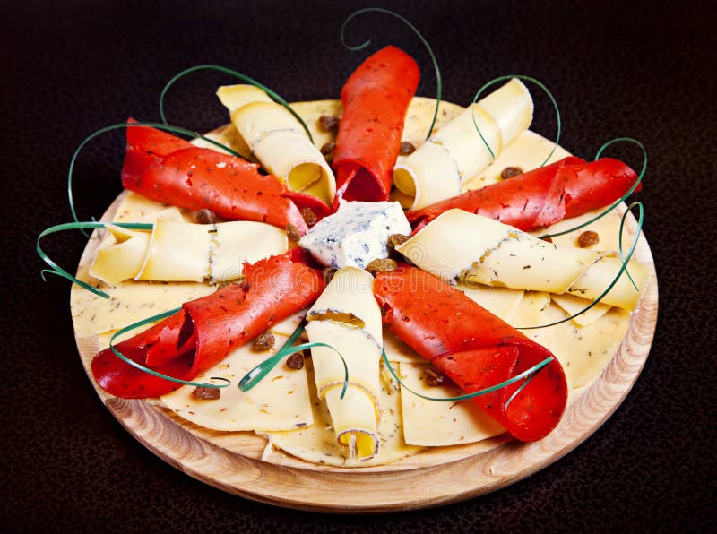 Plate with Different Slices of Cheese Stock Image - Image of cheese ...