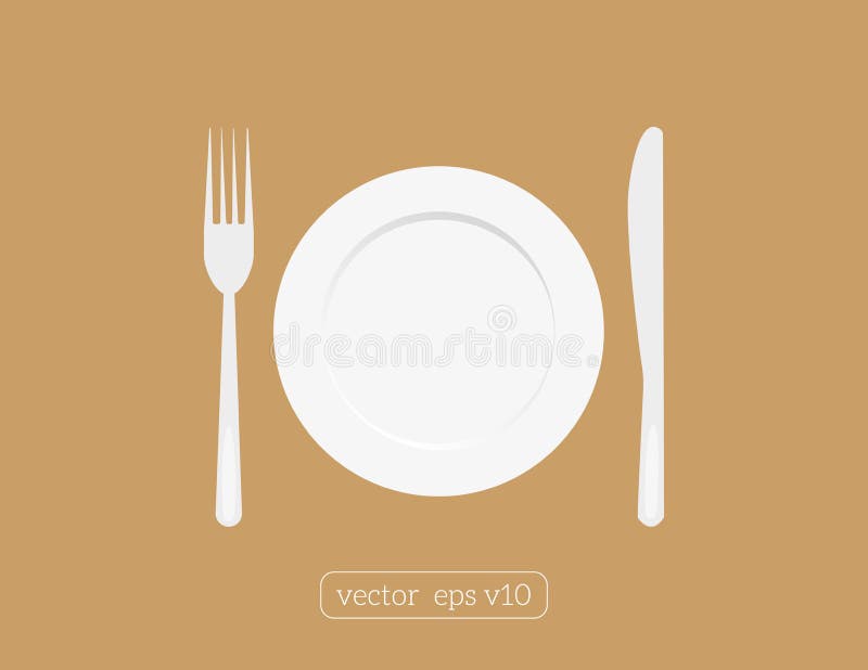Plate Dish with Fork and Knif. Eat Sign Icon Stock Vector ...