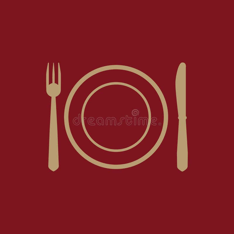 The Plate Dish with Fork and Knife Icon. Stock Vector - Illustration of ...