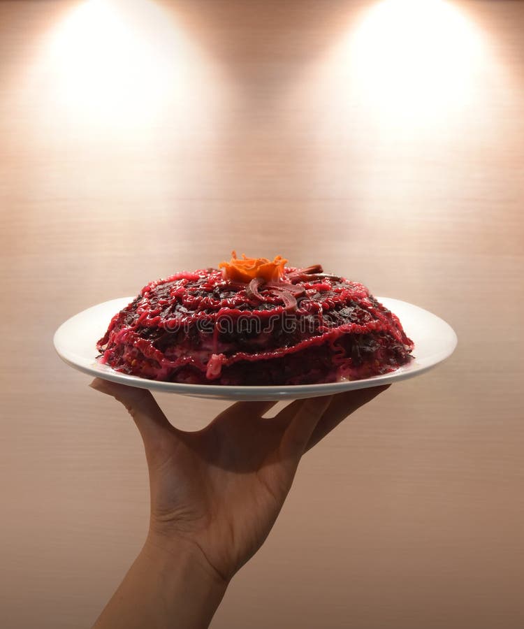 Plate with a dish stock image. Image of hold, meal, design - 65382287