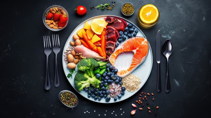 A Plate Divided into Sections, a Balanced Diet that Emphasizes the ...