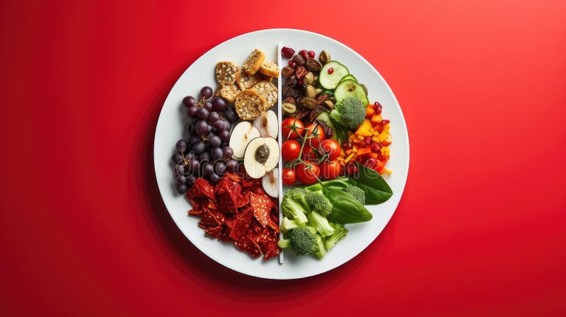 A Plate Divided into Sections, a Balanced Diet that Emphasizes the ...