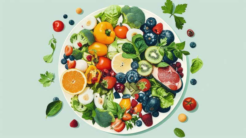 A Plate Divided into Sections, a Balanced Diet that Emphasizes the ... A Plate Divided into Sections, a Balanced Diet that Emphasizes the ...