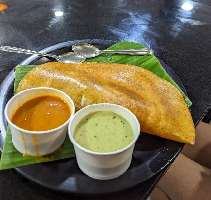 A plate of dosa stock photo. Image of plate, meat, dessert - 263666714