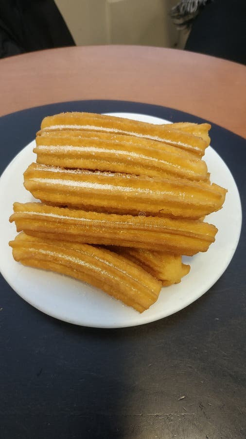 Plate with a Dozen Churros with Sugar Stock Photo - Image of plate ...
