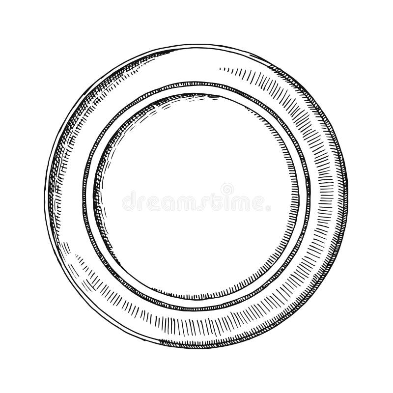 Plate Drawing Vector Sketch Stock Vector - Illustration of template ...