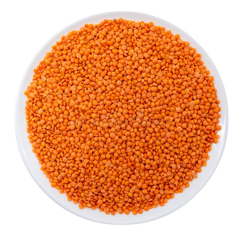 Plate with Dry Beans or Lentils on a White Background. Lentil Grain ...