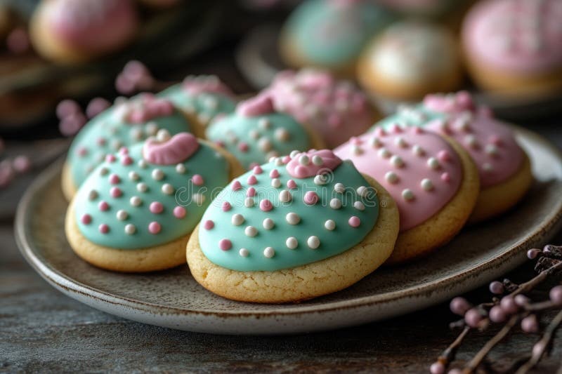 A Plate of Easter-themed Cookies, Colorful and Appetizing, Culinary ...