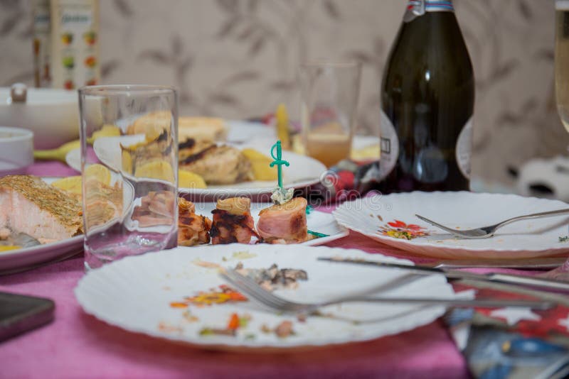 Plate after Eating on the Table Stock Photo - Image of delicious ...