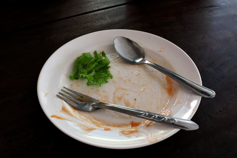 Plate Empty Trash Food and Leaves of Green Vegetables on a Plate of ...