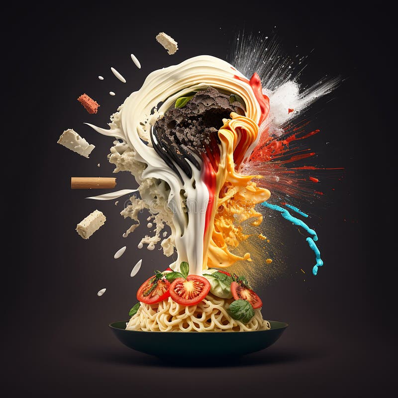 Exploding Italian Food. AI Generated Stock Illustration - Illustration ...