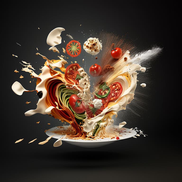 Exploding Italian Food. AI Generated Stock Illustration - Illustration ...