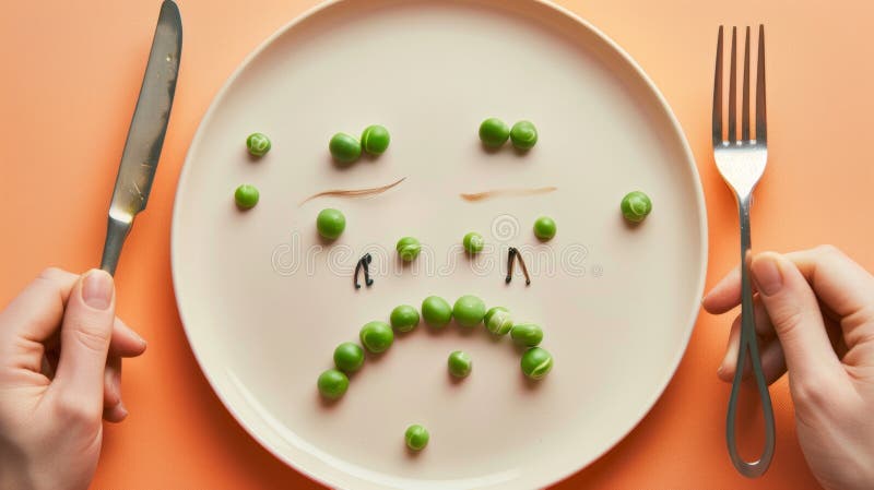 The Sad Pea Face Plate.AI Generated Image Stock Photo - Image of ...