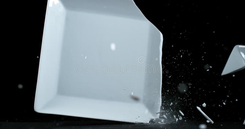 Plate Falling and Exploding on Black Background, Stock Video - Video of ...
