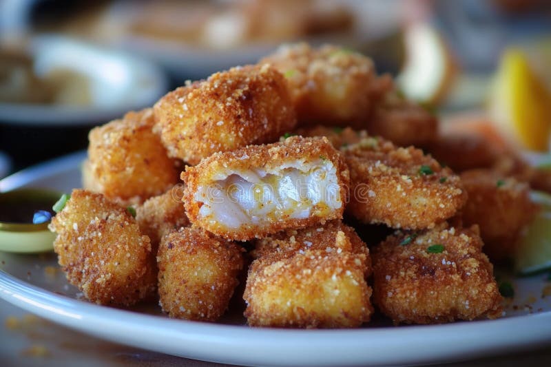 A Plate Filled with Crispy Fried Foods Stock Image - Image of savory ...
