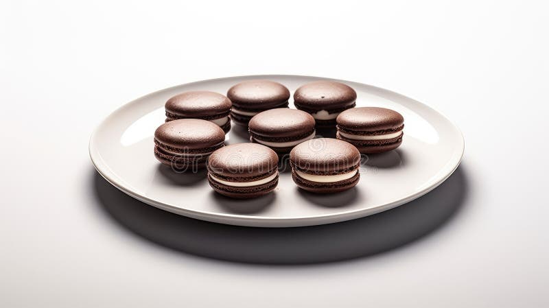 A Plate Filled with Delectable Chocolate Macarons in a Minimalist ...