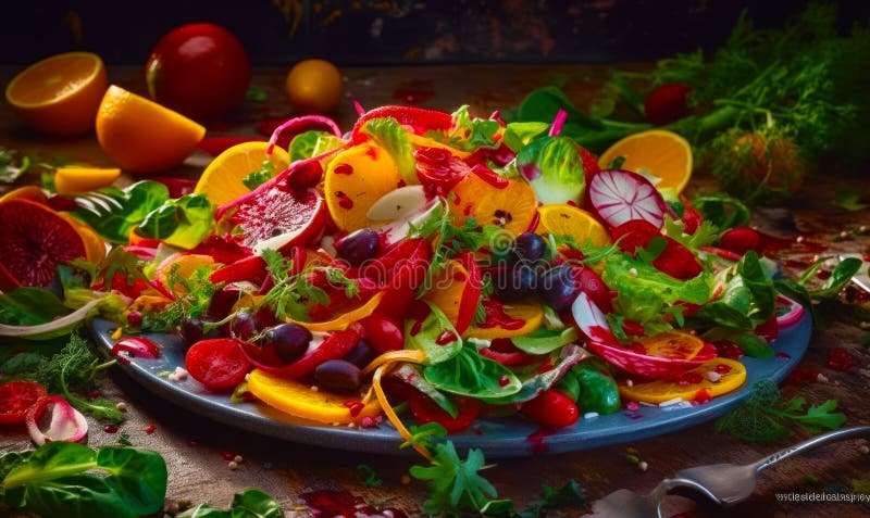 Plate Filled with Lots of Different Types of Fruit and Veggies ...