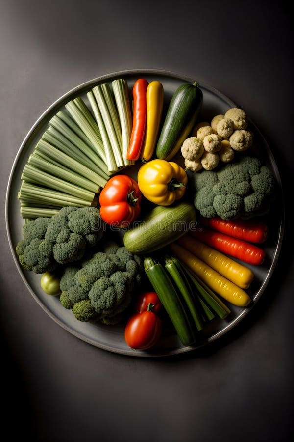 A Plate Filled with Lots of Different Types of Vegetables. Generative ...