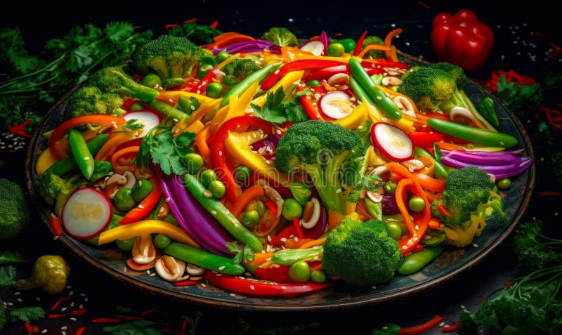 Plate Filled with Lots of Different Types of Fruit and Veggies ...