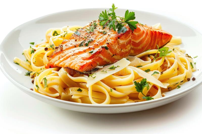 A Plate Filled with Pasta and Salmon for a Simple yet Satisfying Meal ...
