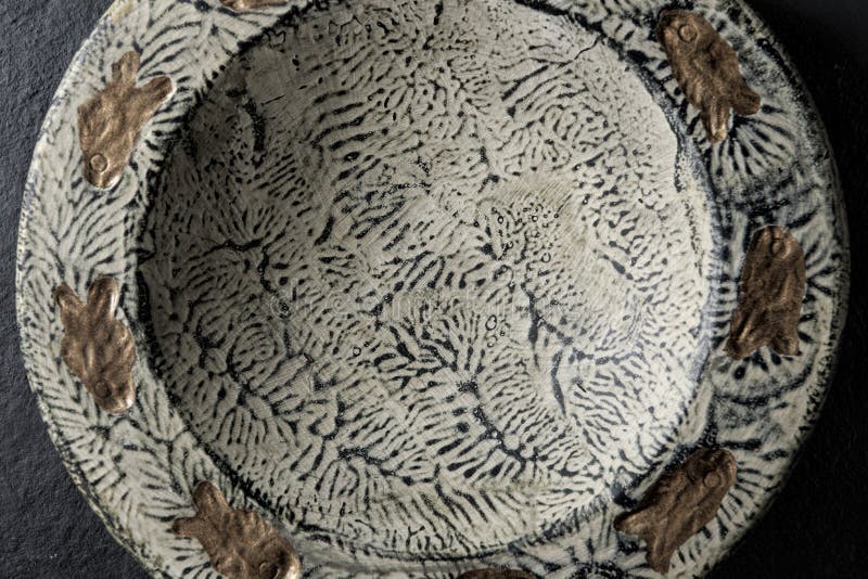 Plate with Fish Pattern Handpainted Stock Image - Image of plate, large ...