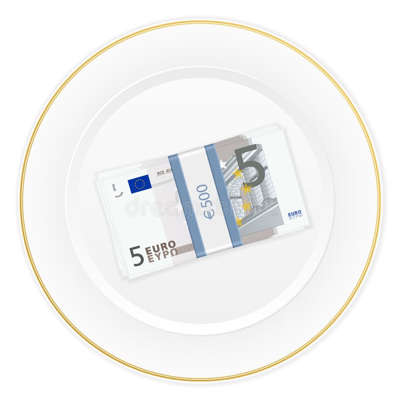 Plate and five euro pack stock vector. Illustration of dishes - 36608300
